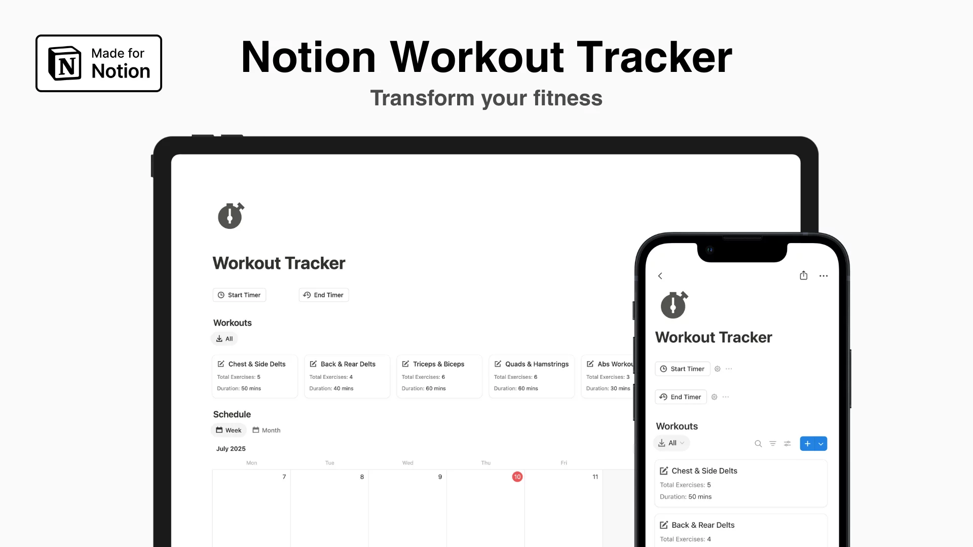 Notion Workout Tracker - Personal Template